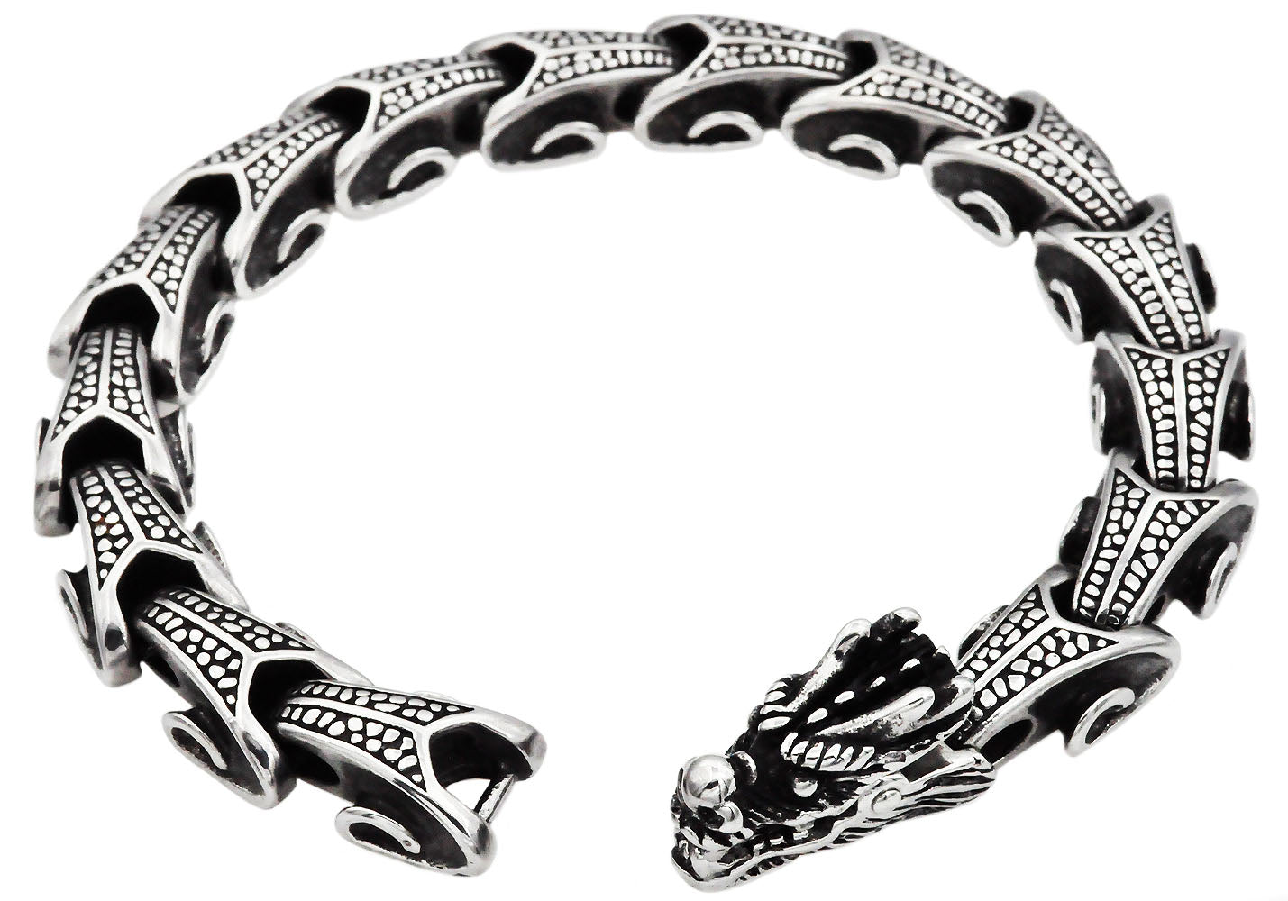 Mens Stainless Steel Dragon Bracelet