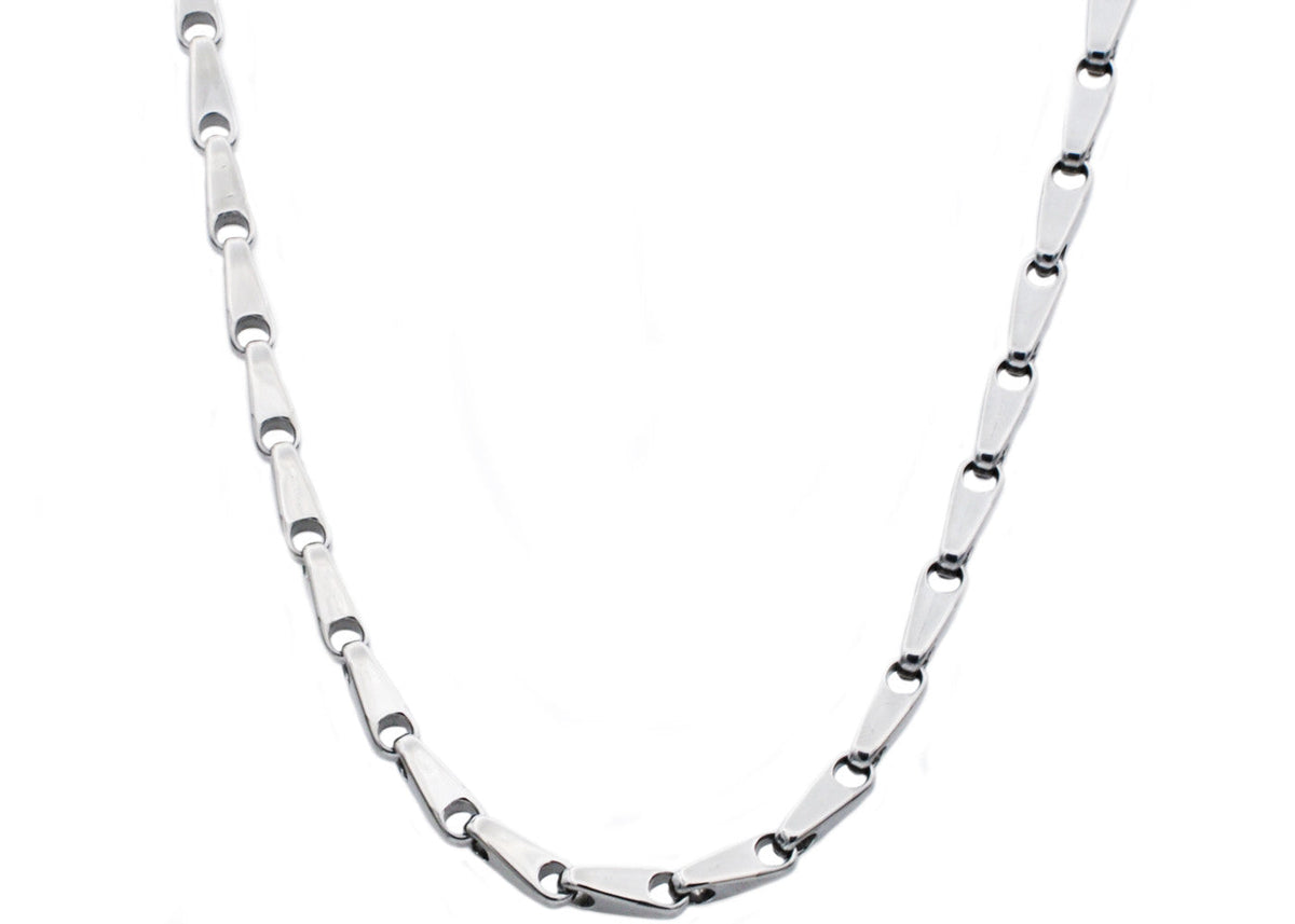 Mens Stainless Steel Bullet Link Chain Necklace